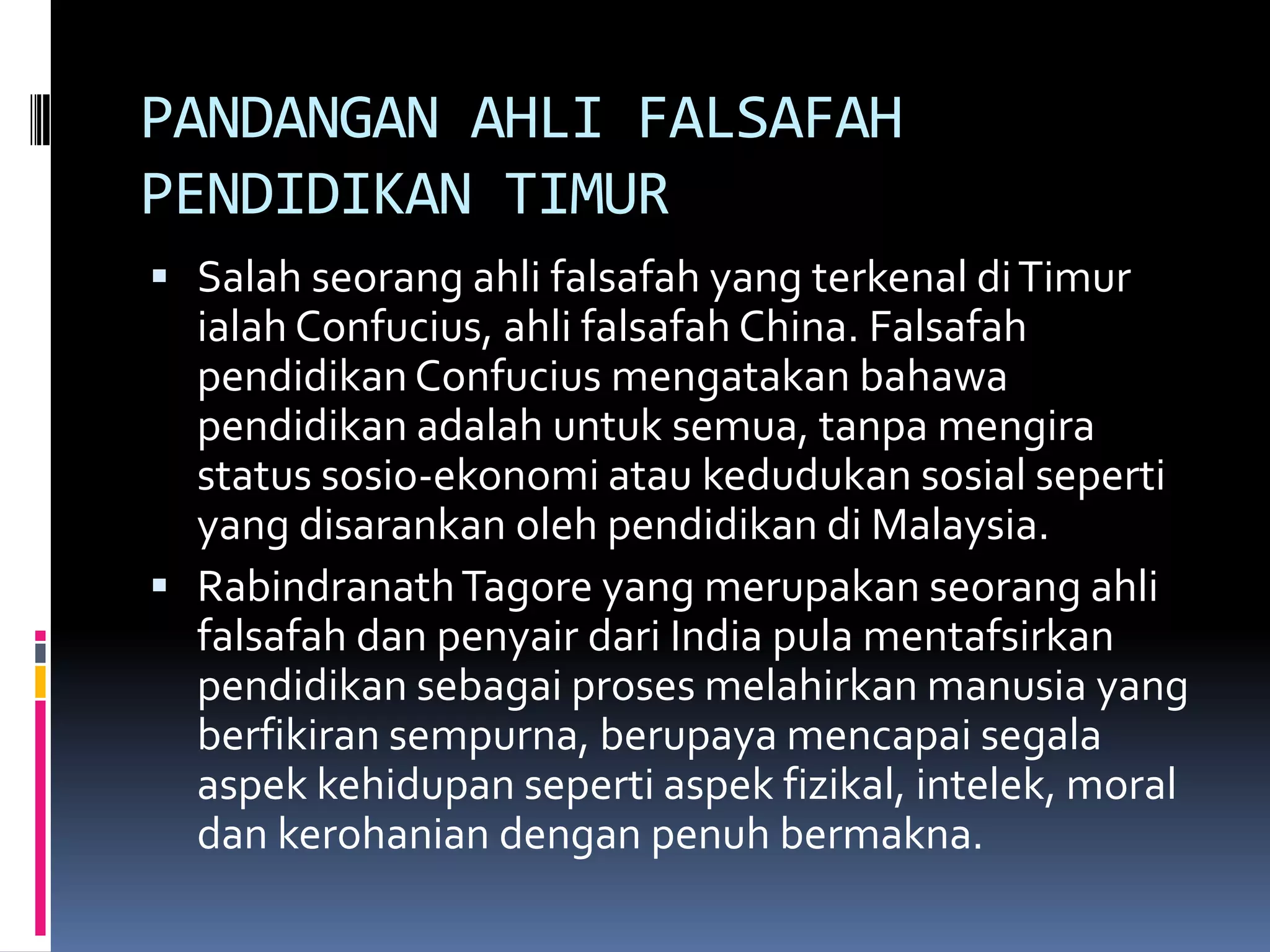 Falsafah pendidikan islam dan timur | PPTX