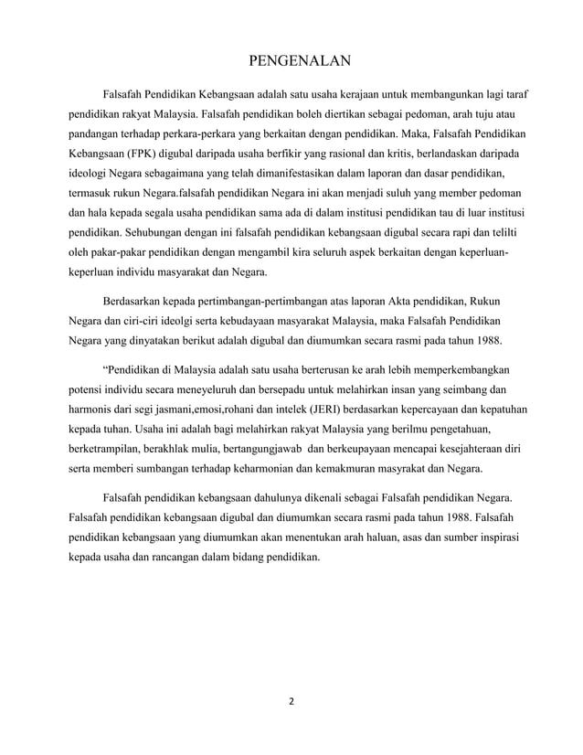 Falsafah pendidikan kebangsaan | DOCX