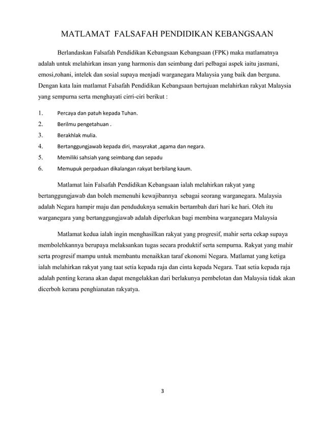 Falsafah pendidikan kebangsaan | DOCX