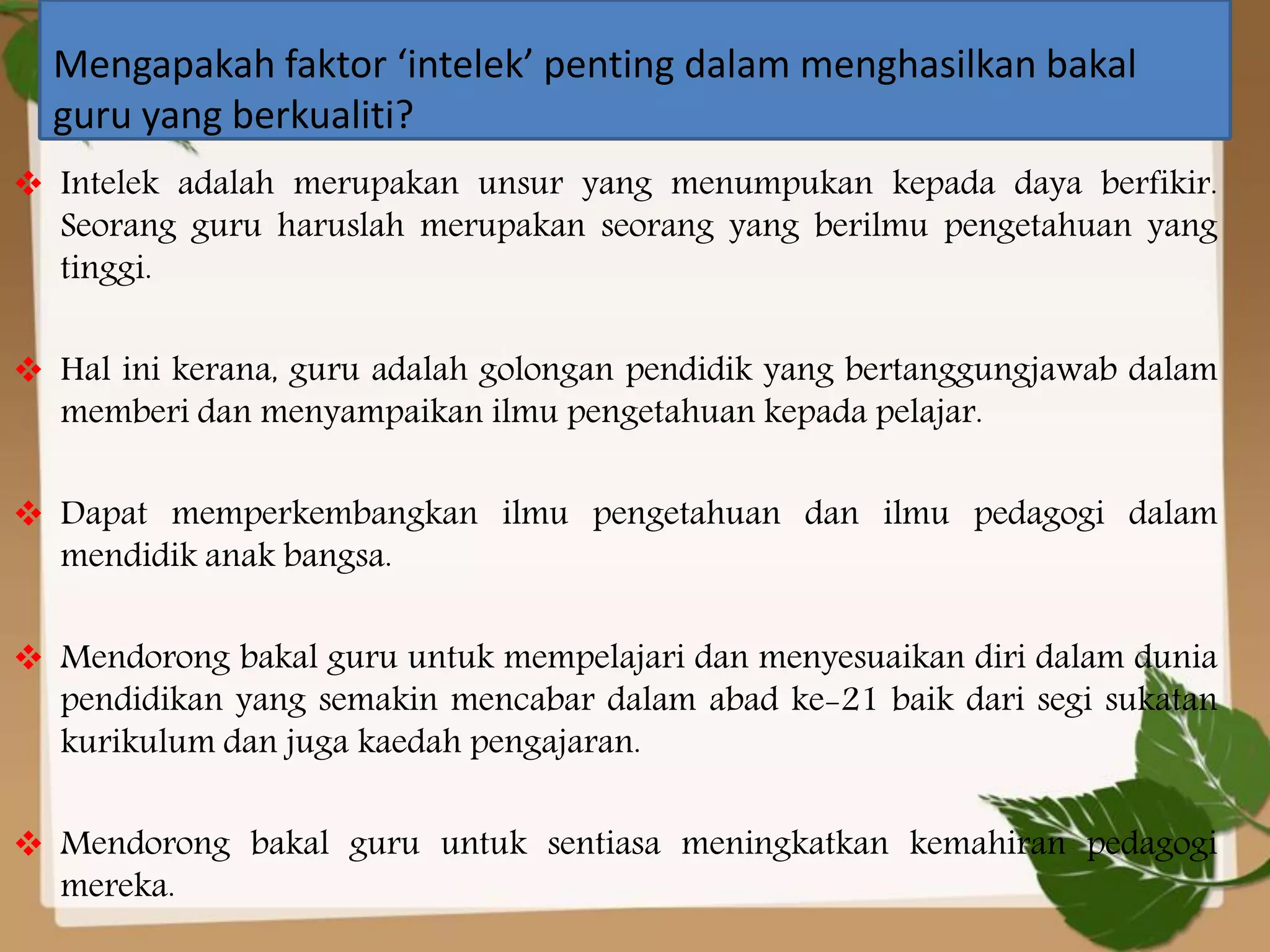 Falsafah pendidikan kebangsaan (intelek) | PDF