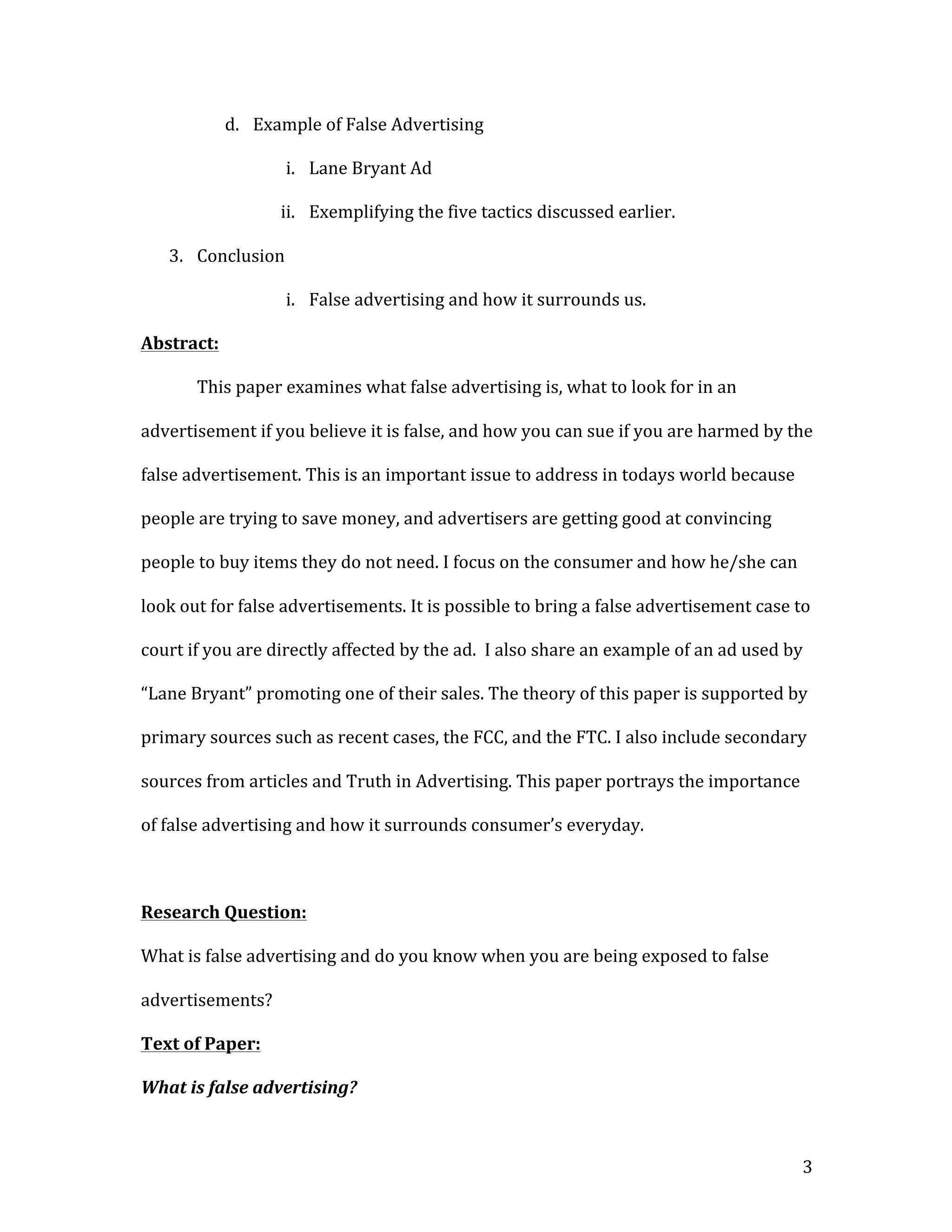 False Advertising Research Paper | PDF