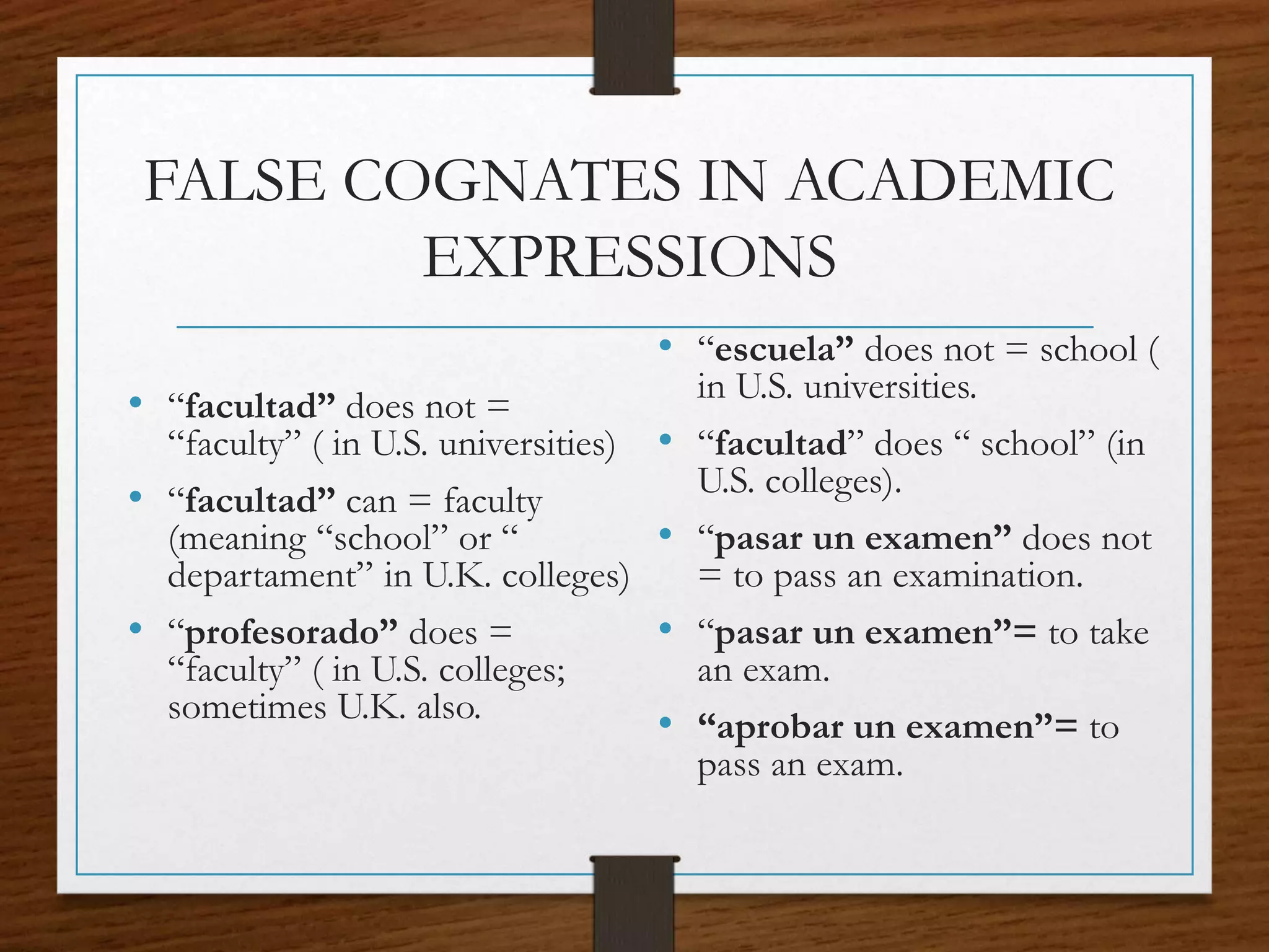 False cognates or False Friends | PPTX | Postgraduate Education ...