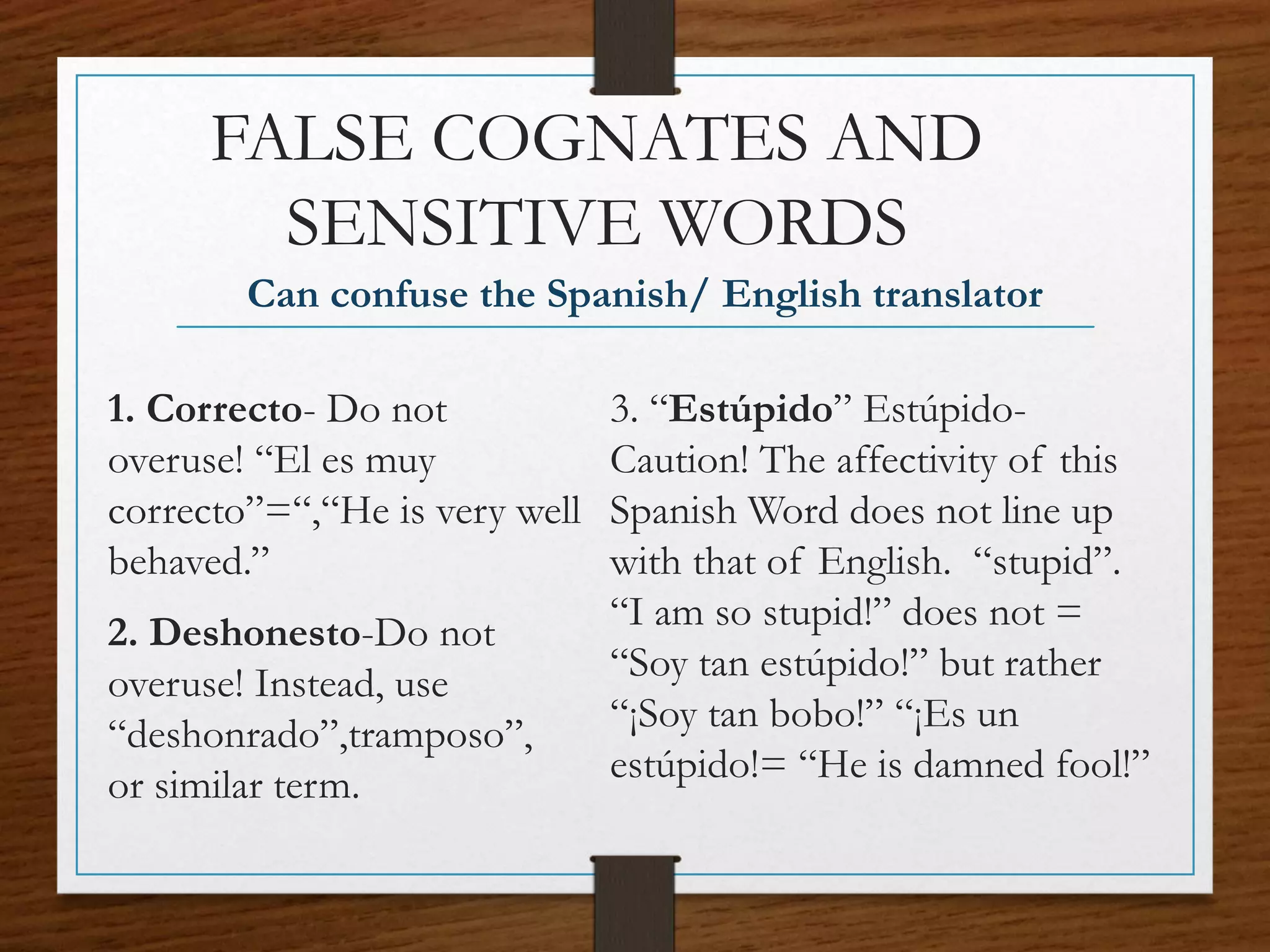 False cognates or False Friends | PPTX | Postgraduate Education ...