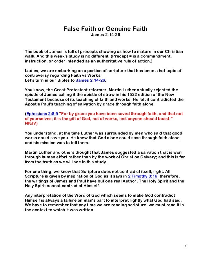 False Faith or Genuine Faith