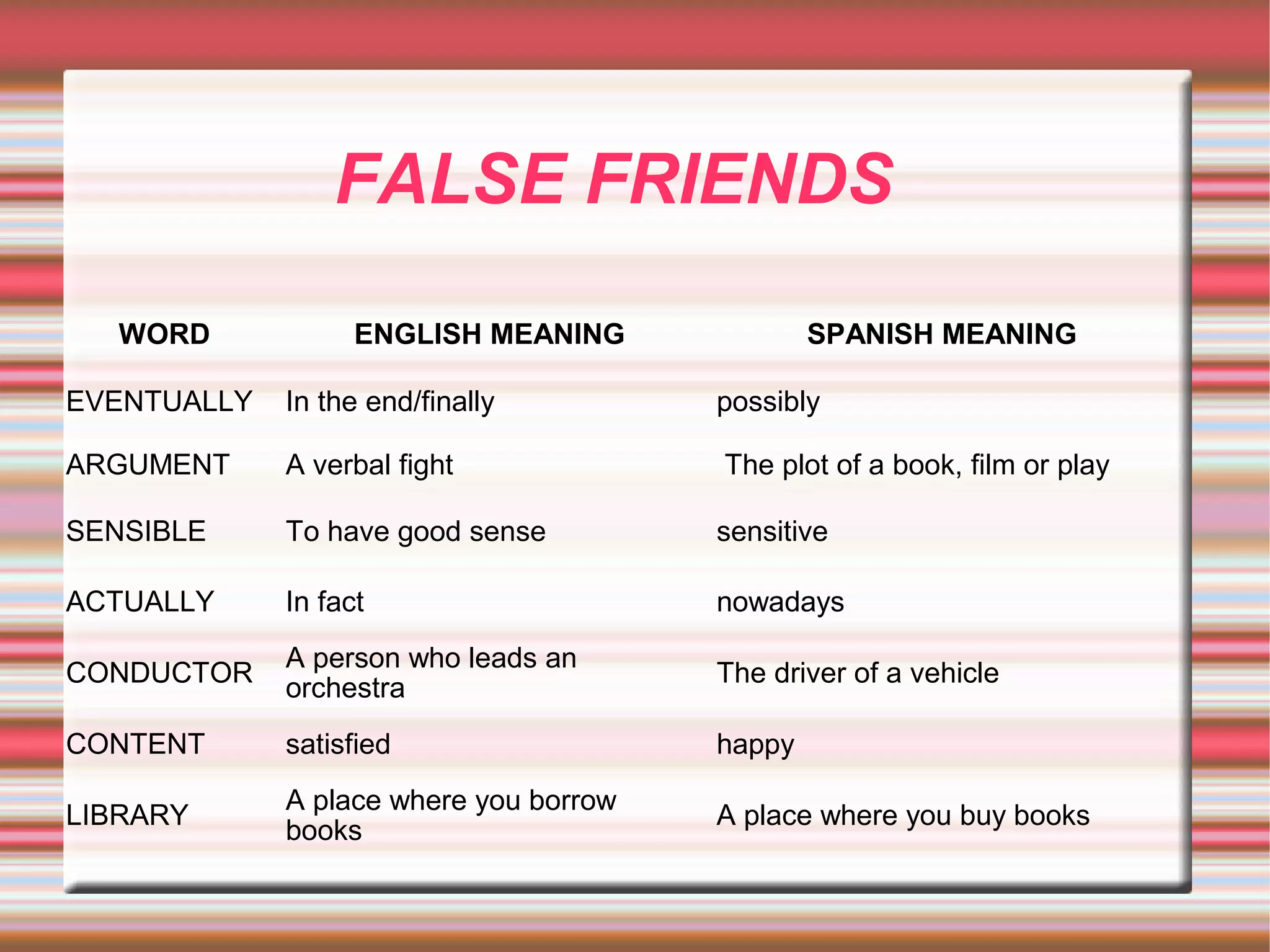False friends or cognates | PPT