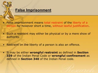 False Imprisonment and Malicious Prosecution.ppt