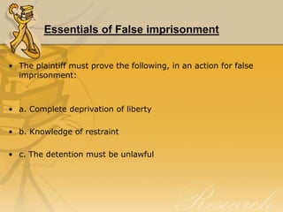 False Imprisonment and Malicious Prosecution.ppt