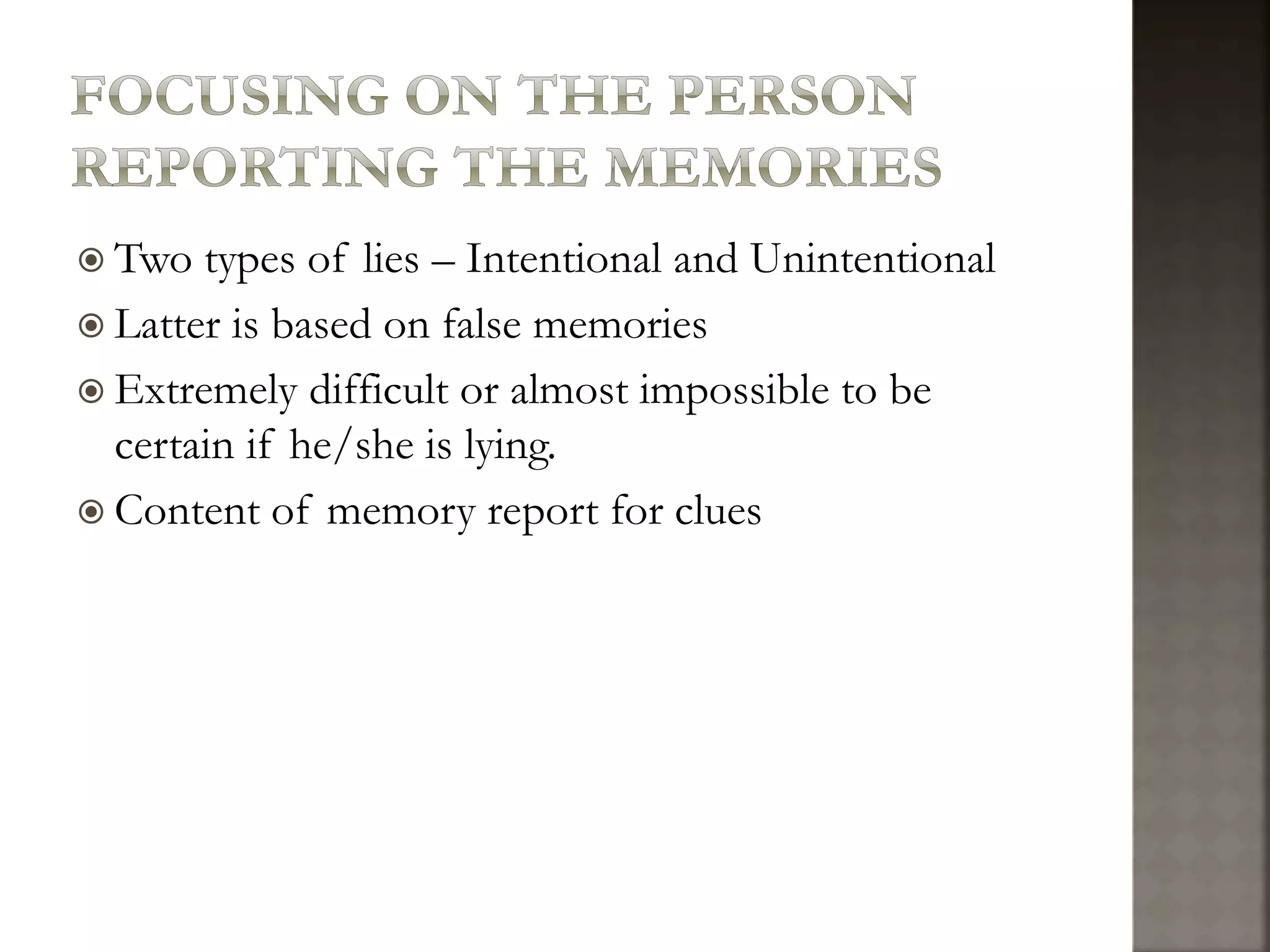 False memory research and its implications on children | PPTX