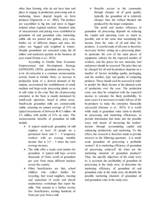 Profitability Analysis of Groundnut oil Processing In Gombe Metropolis ...