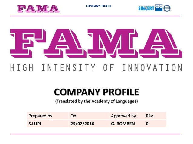 Fama presentazione aziendale slim en | PPT