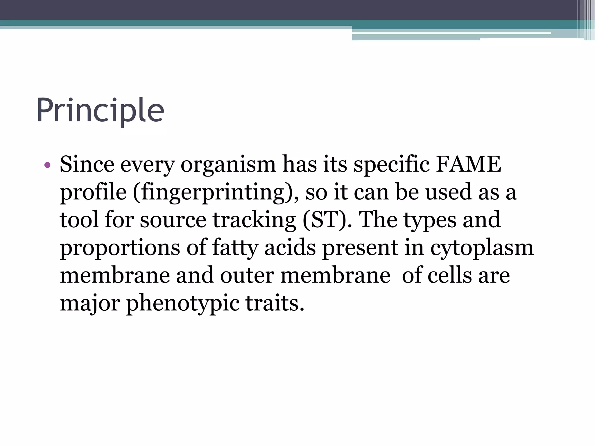 Fatty acid Methyl Ester Analysis (FAMEs) | PPTX