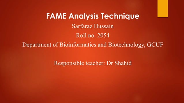 Fame analysis techniques | PPTX | Chemistry | Science