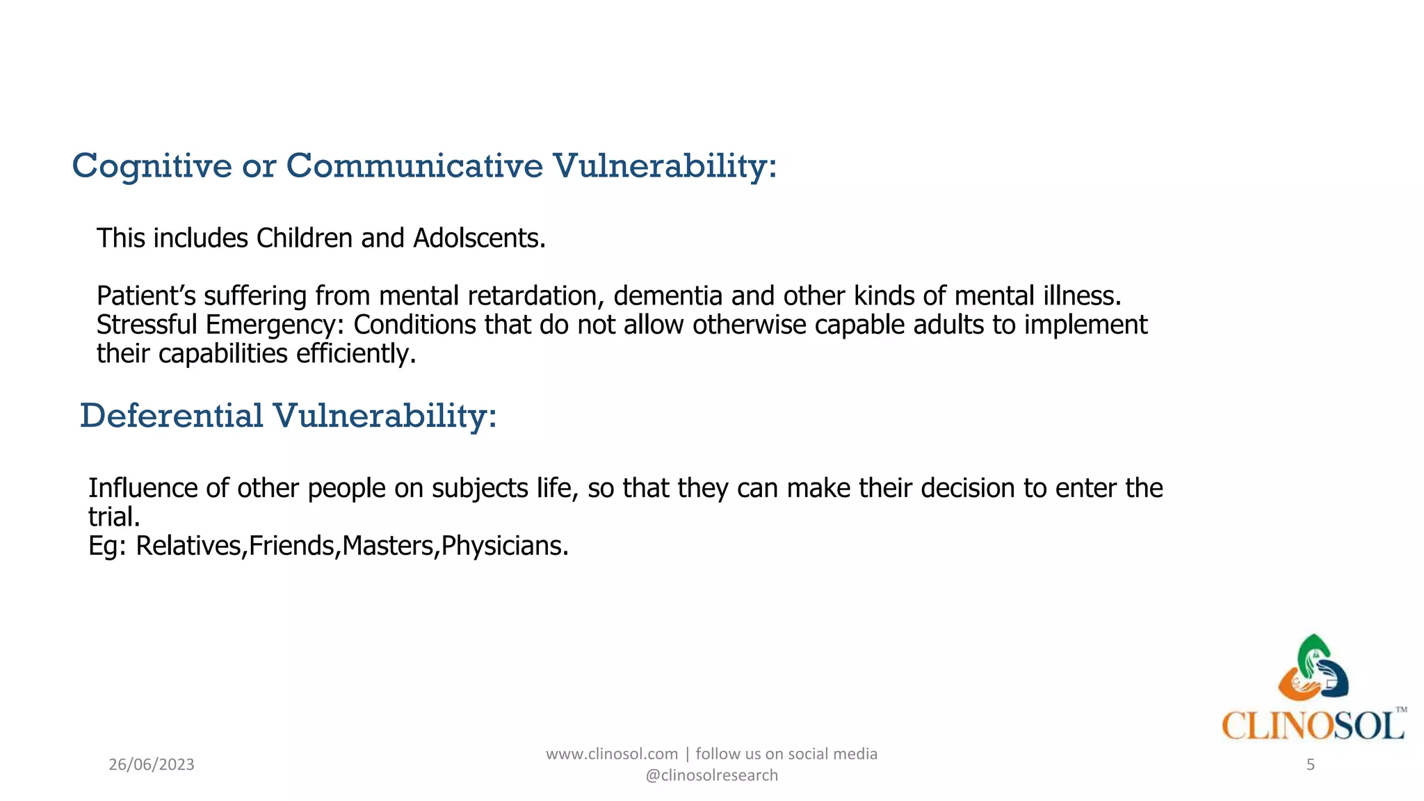 Vulnerable Population in Clinical Research | PPTX