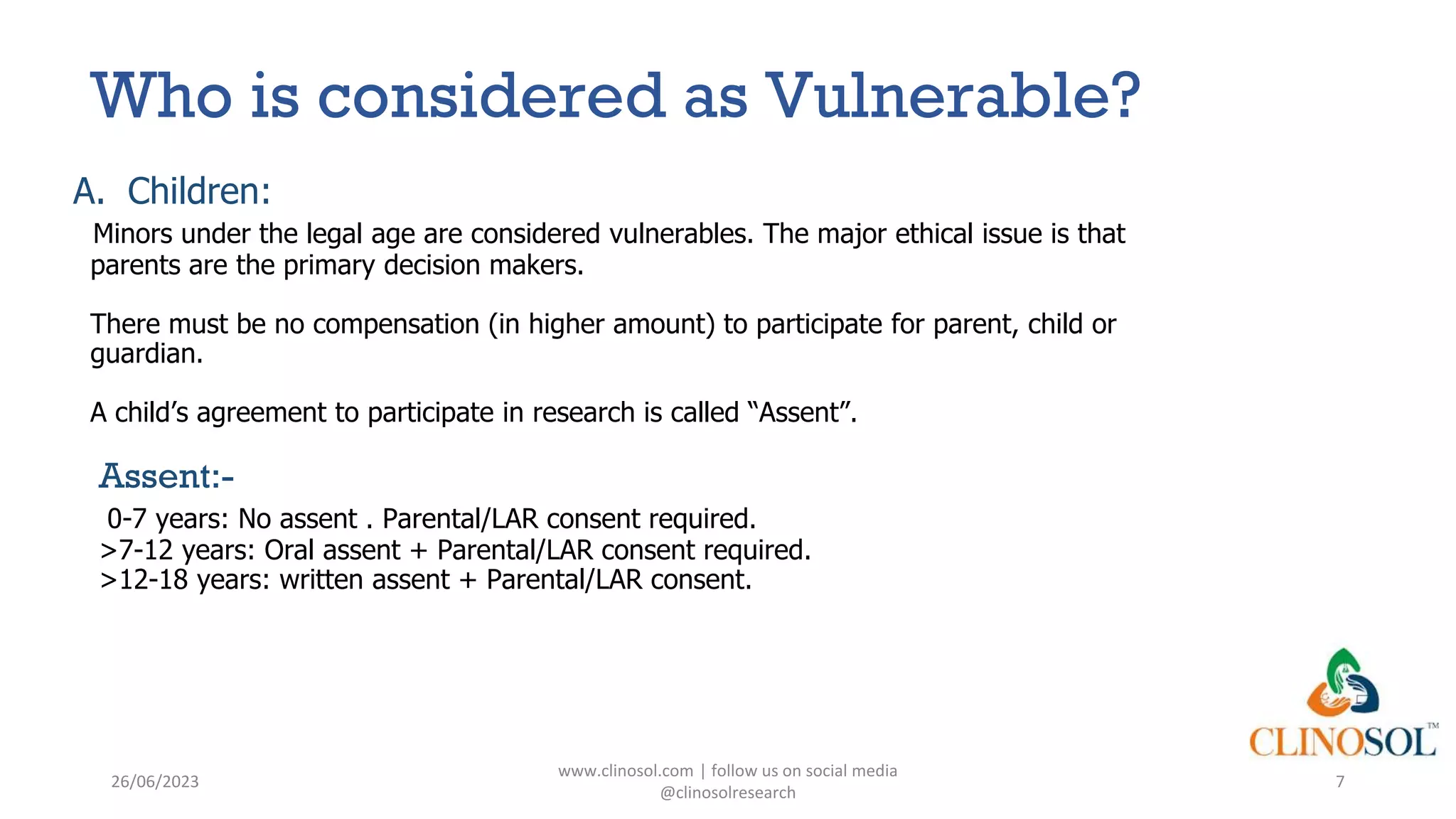 Vulnerable Population in Clinical Research | PPTX