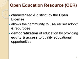 Framework to Assess the Quality of Open Education Resources (OER ...
