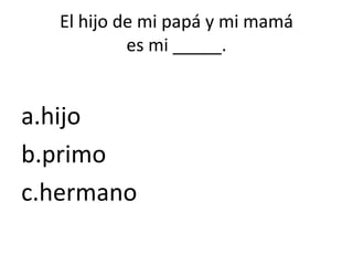 Familia quiz | PPTX