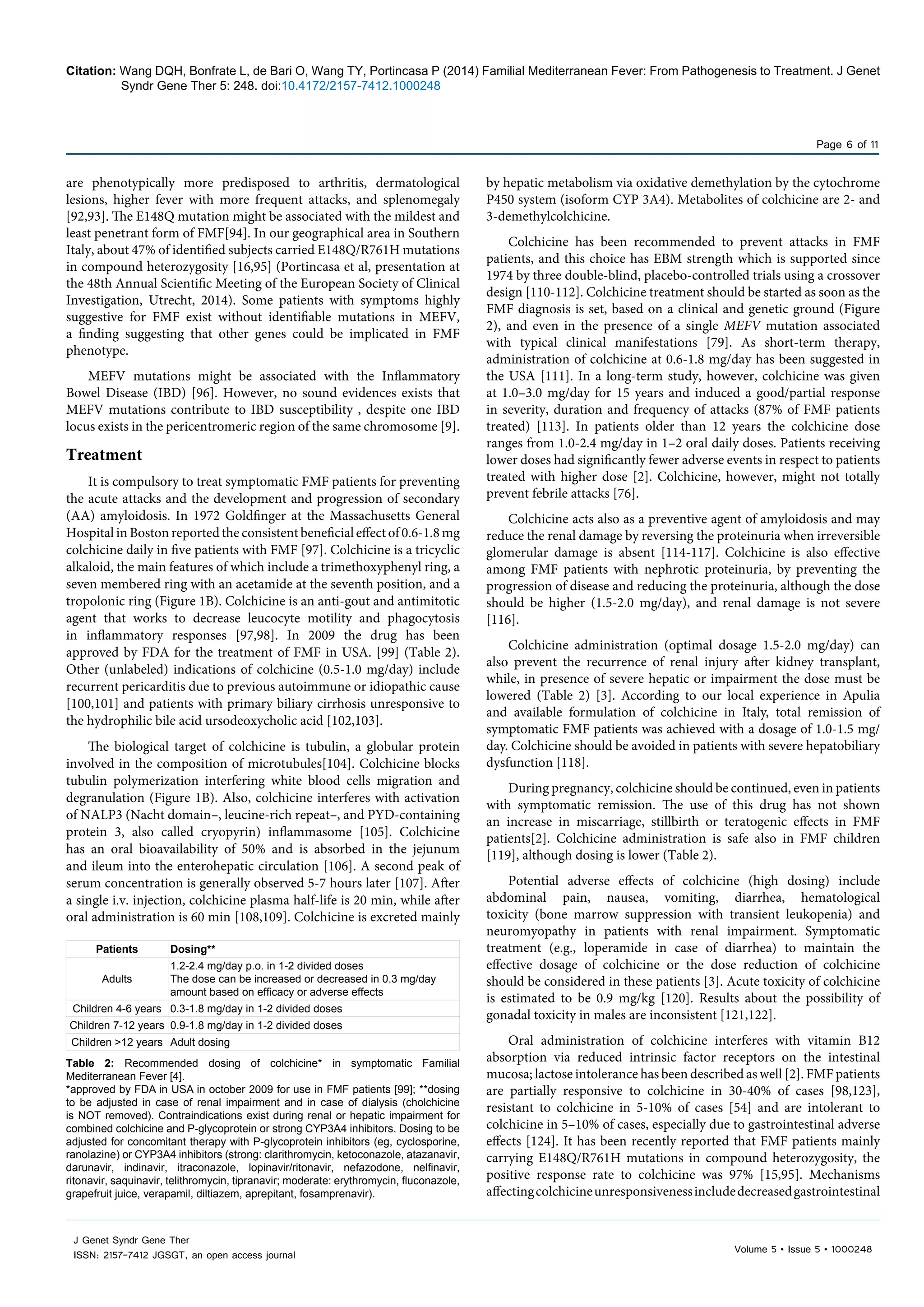 Familial Mediterranean Fever: from pathogenesis to treatment | PDF