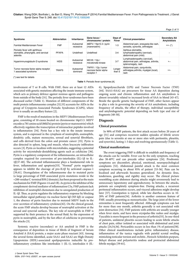 Familial Mediterranean Fever: from pathogenesis to treatment | PDF
