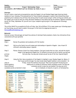 La Familia - Project Instructions_092514 | DOC | Education