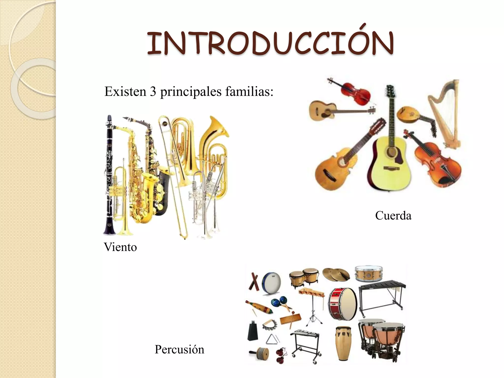 Familias de los instrumentos musicales | PPTX