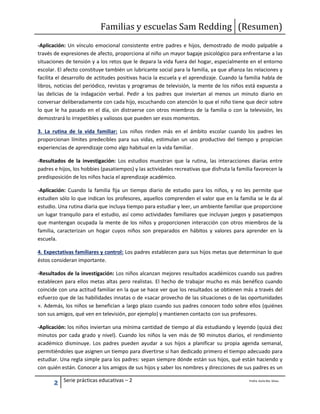 Familias y escuelas sam redding (RESUMEN) | PDF