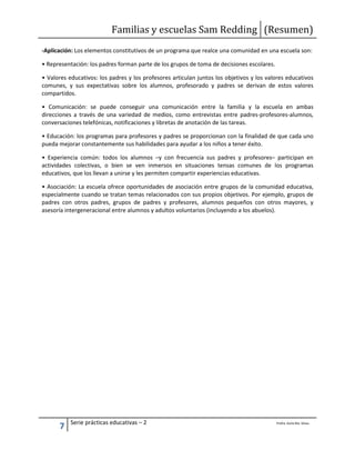 Familias y escuelas sam redding (RESUMEN) | PDF