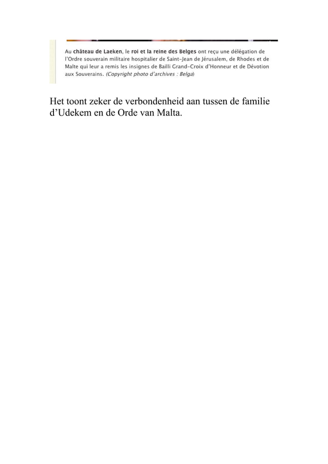 Familie d’Udekem sterk verbonden met Orde van Malta | DOC