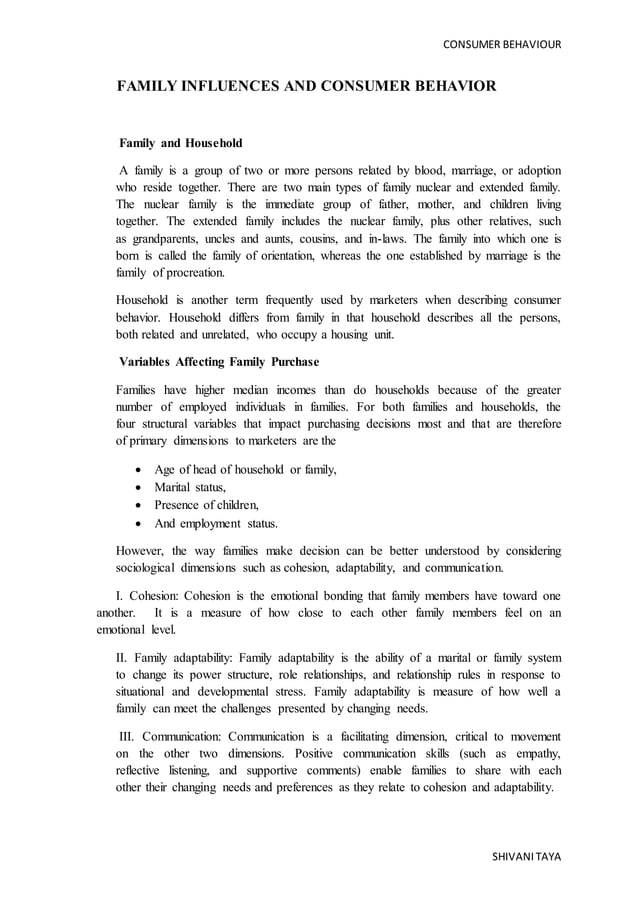Family influence on consumer behaviour | PDF | Free Download