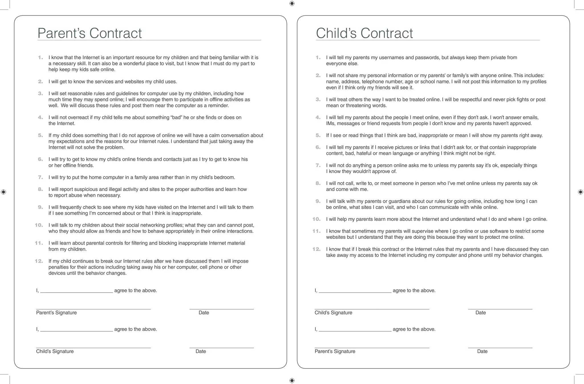 Family online-safety-contract | PPT