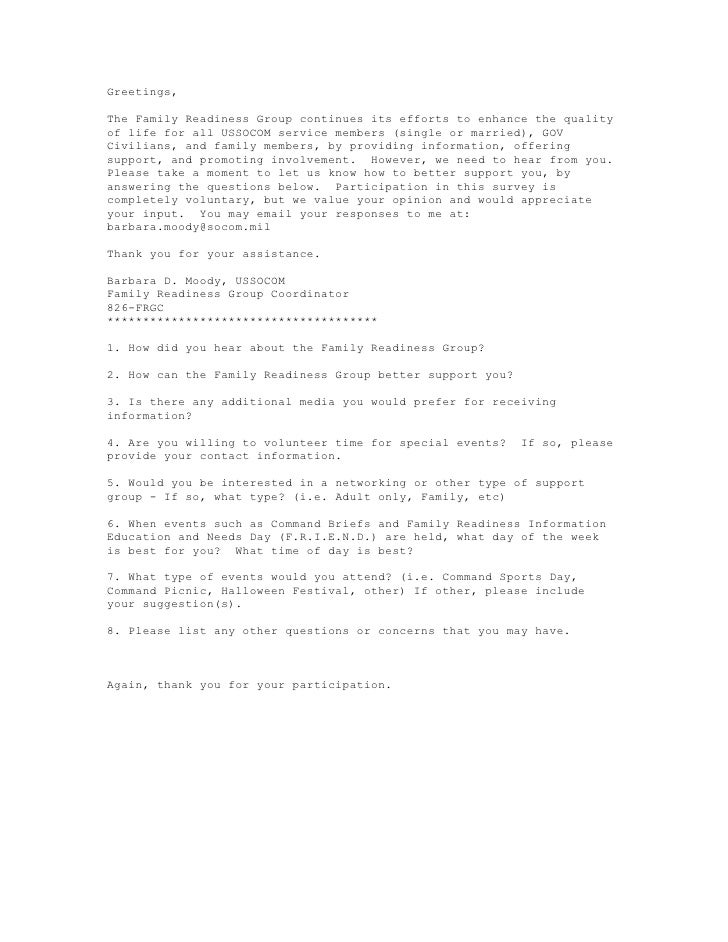 Family Readiness Group Needs Survey