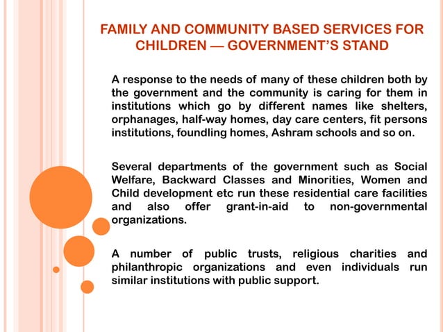 Family and community based services for children | PPTX | Adoption and Fostering | Parenting