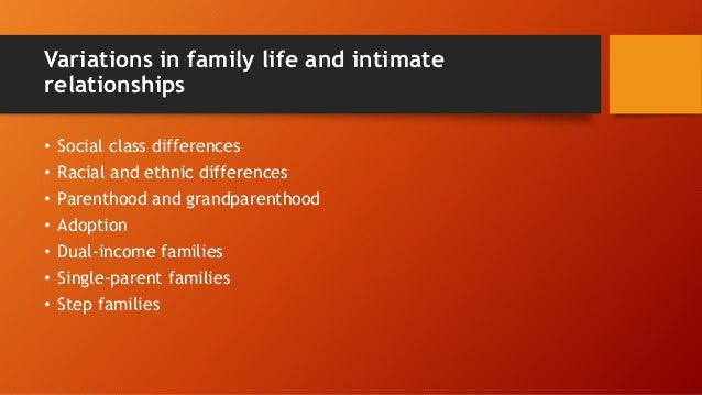 Family and intimate relationships