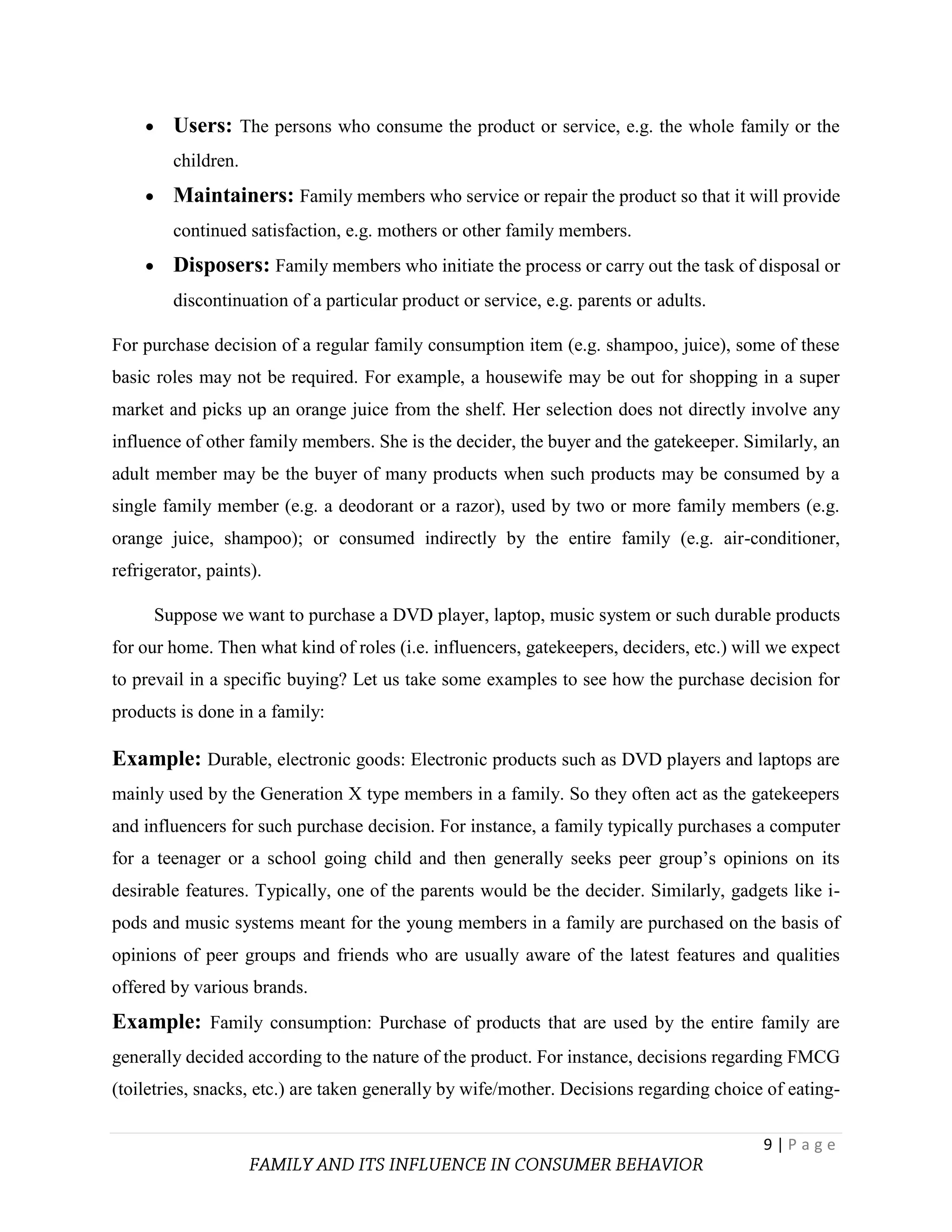 Family and its Influence : Consumer Behavior | PDF