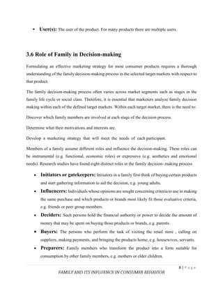 Family and its Influence : Consumer Behavior | PDF