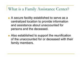 Family Assistance Center Presentation | PPT