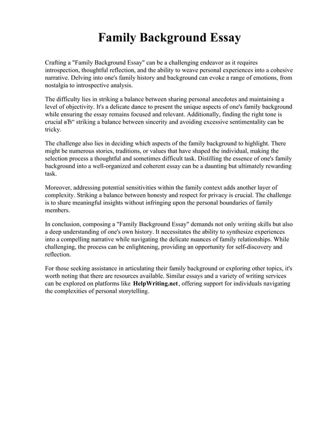 Family Background Essay.pdf | Genealogy and Ancestry | Hobbies & Interests