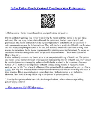 Family Centered Care Framework | PDF