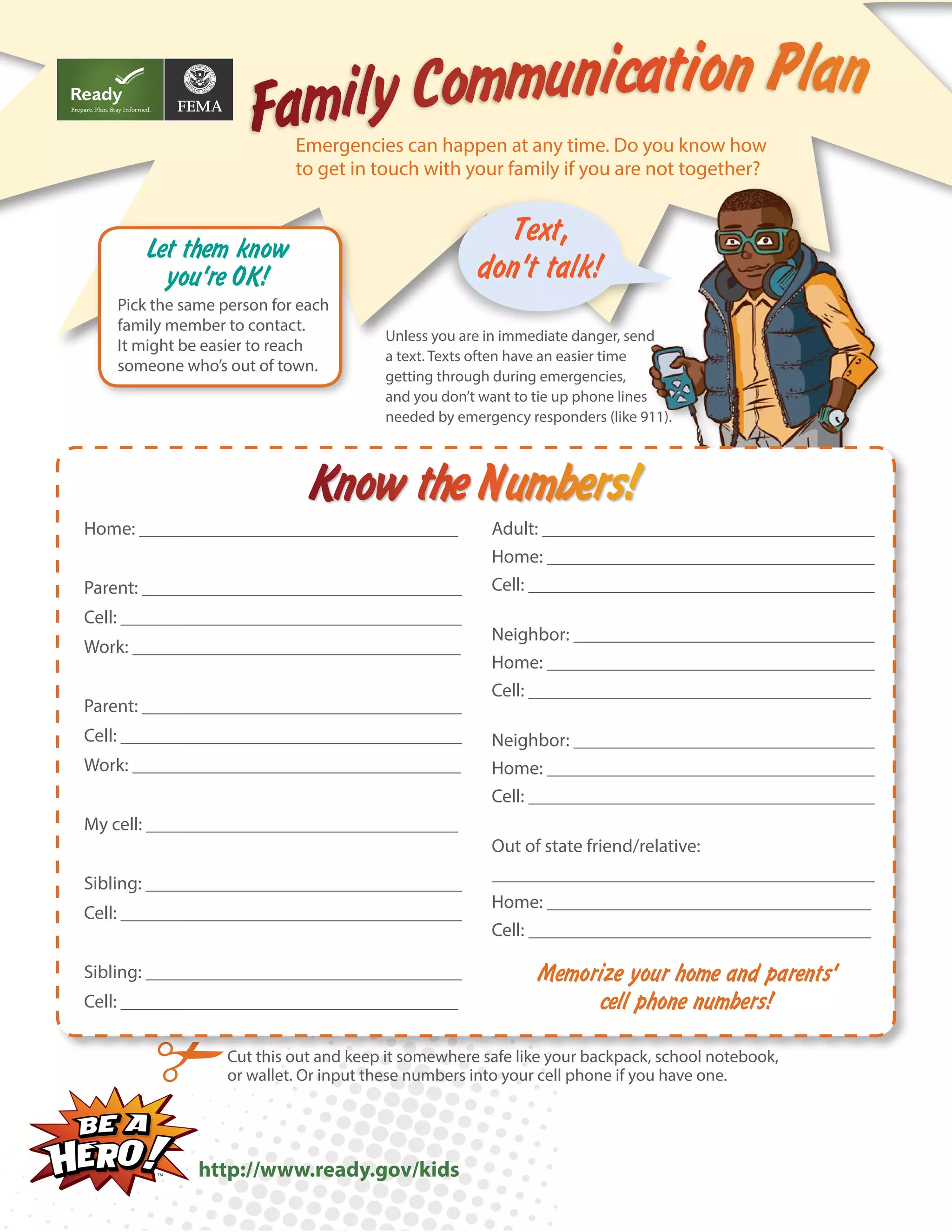 Family Communication Plan via FEMA and Ready | PDF