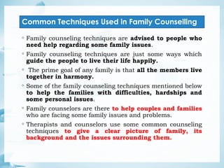 Family counselling: Definition, types, techniques of family counselling ...