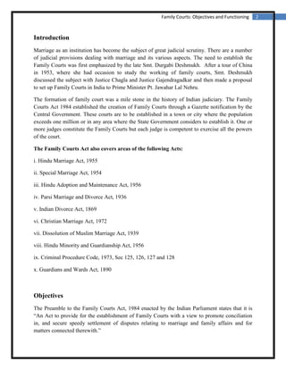 Family courts objectives and functioning | DOCX
