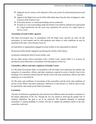 Family courts objectives and functioning | DOCX