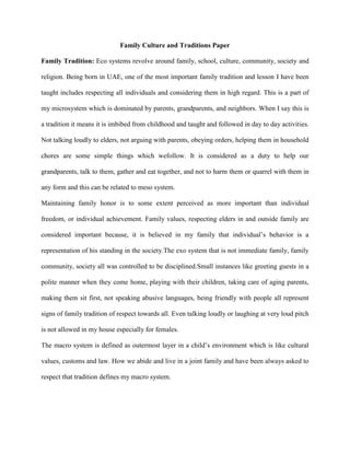 Family culture and traditions paper (1) | DOCX
