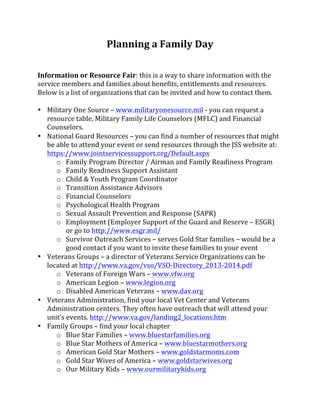 Planning a Unit Family Day: Handout | PDF