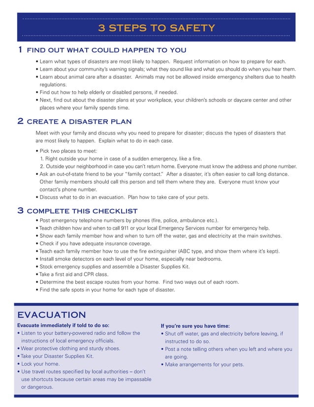 Family Disaster Preparedness Plan | PDF