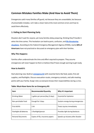 Family Disaster Preparedness Plan- What 95% of Families Get Wrong | PDF