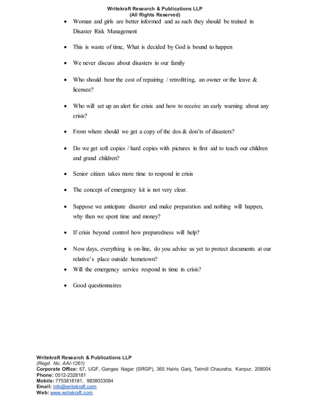 Family disaster risk management plan [www.writekraft.com] | PDF