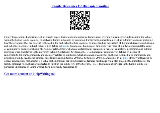 Family Dynamics Of Hispanic Families | PPT