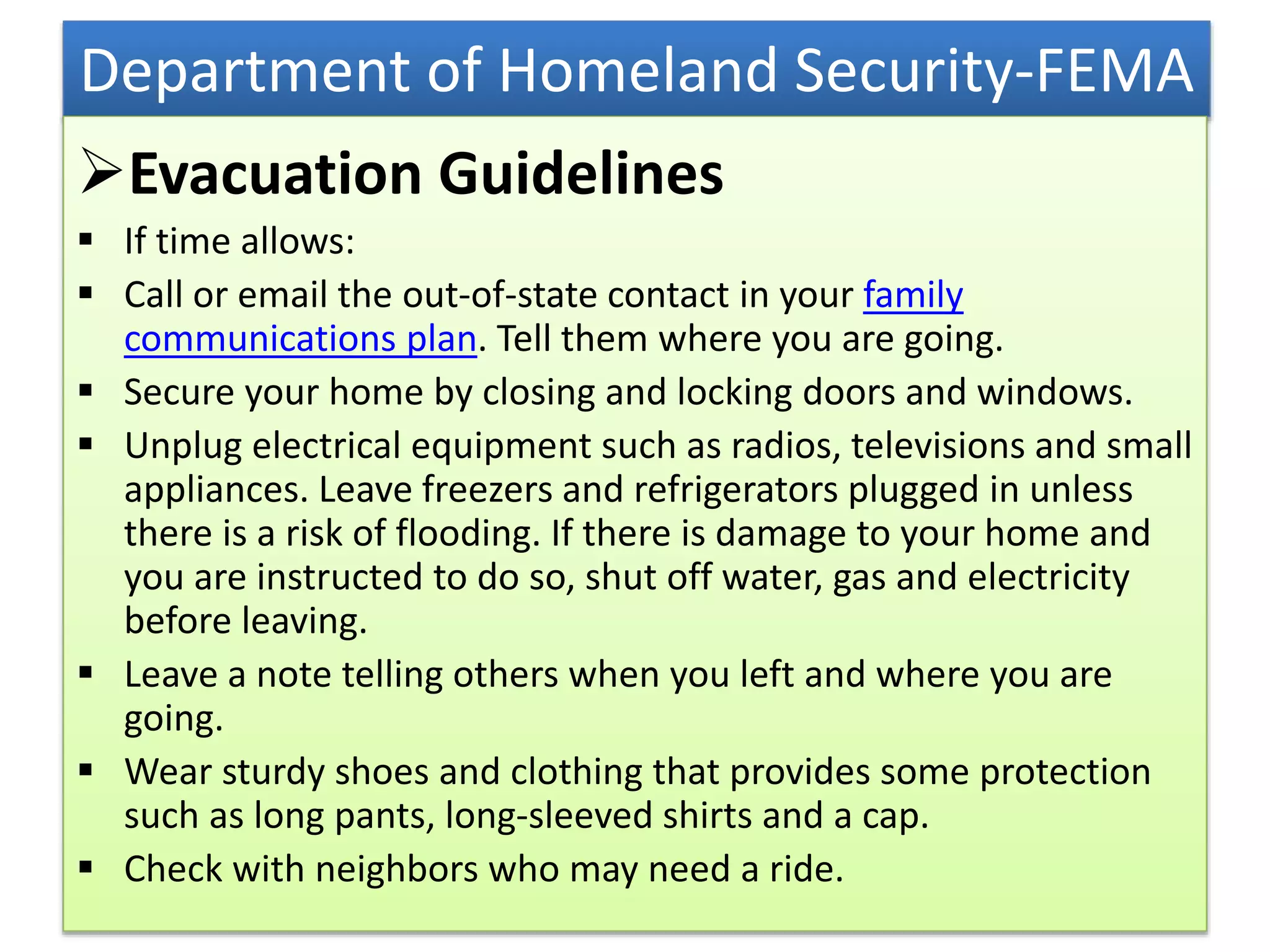 Family emergency disaster preparedness information | PPTX | Medical Health