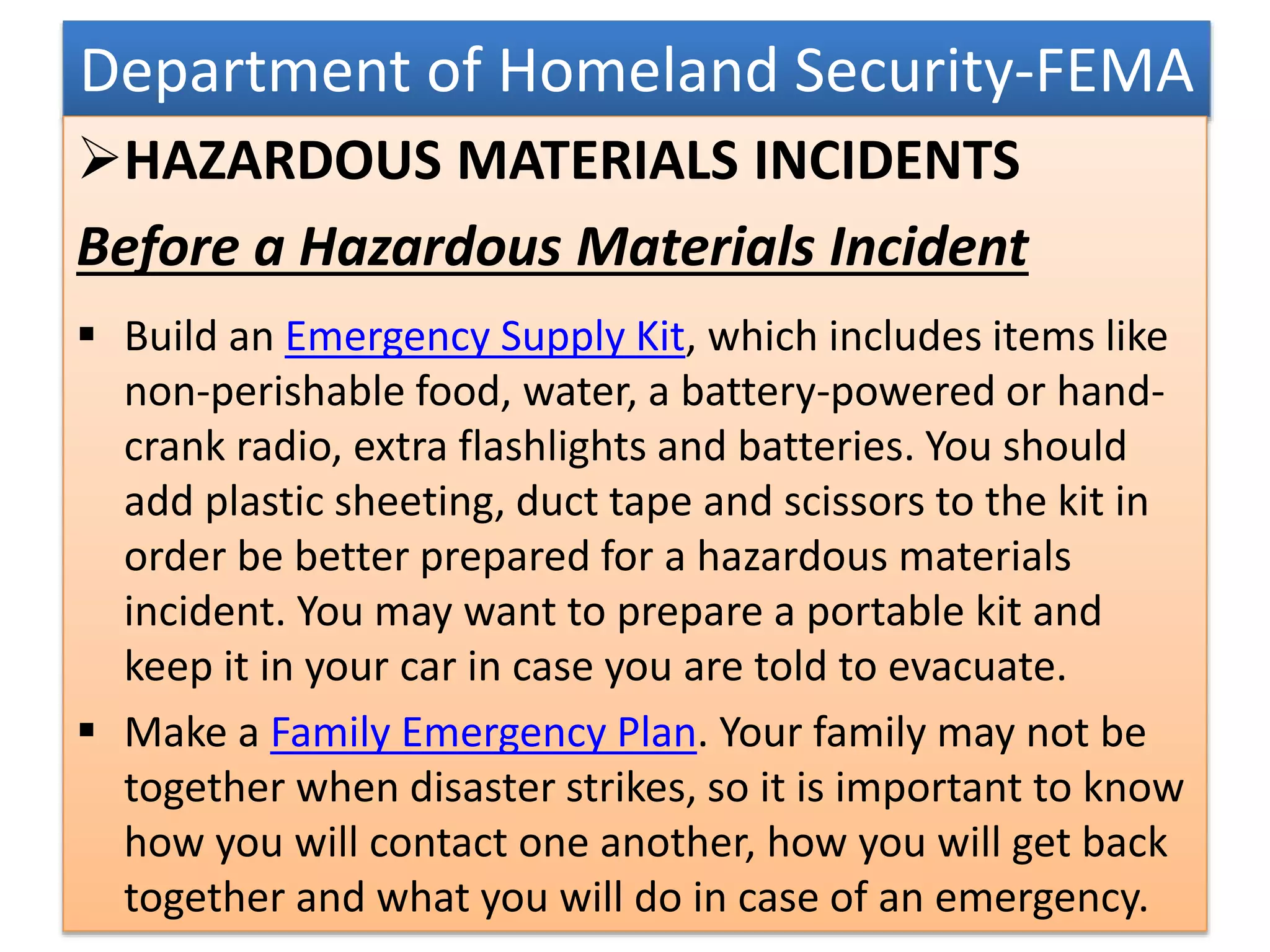 Family emergency disaster preparedness information | PPTX | Medical Health