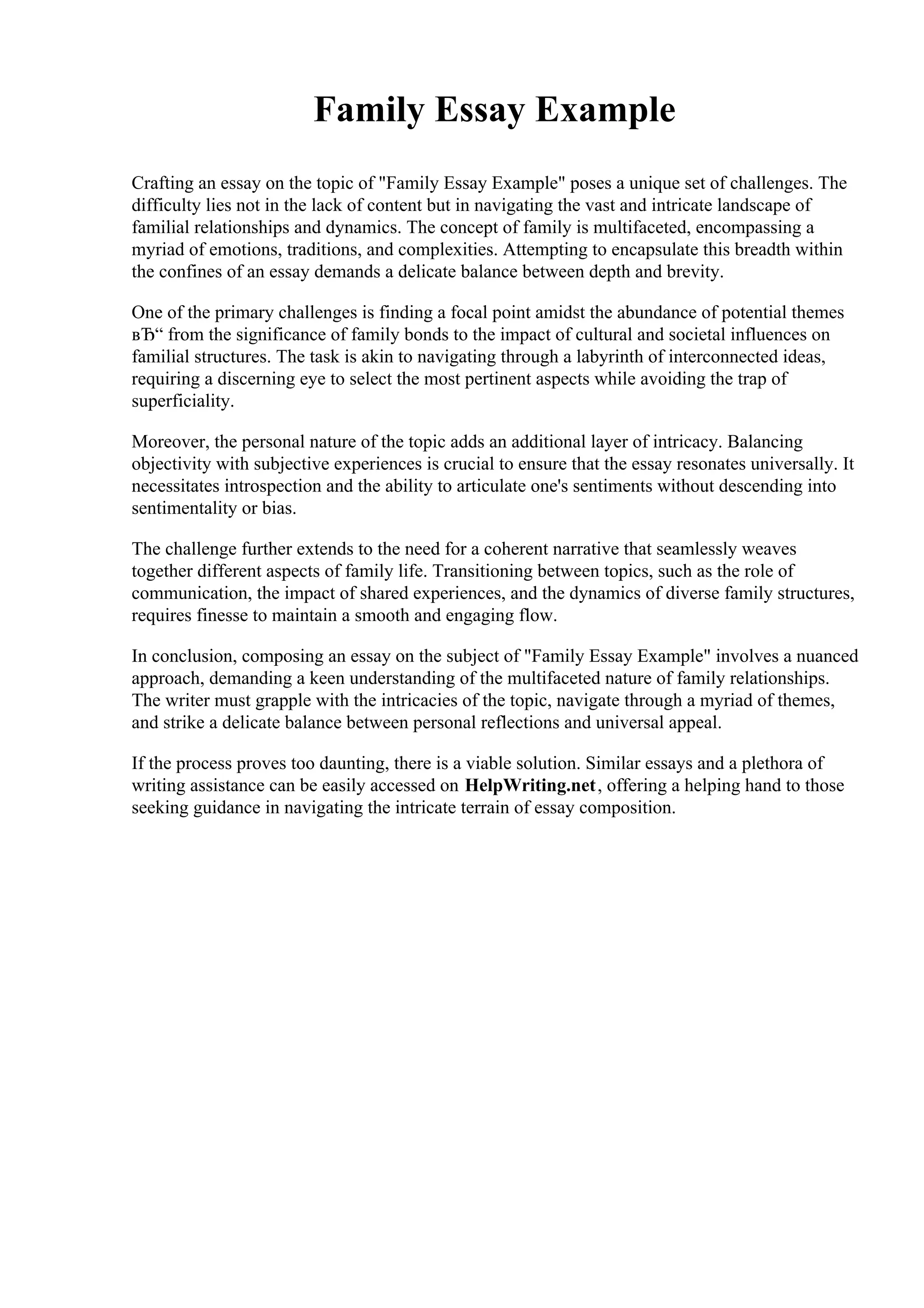 Family Essay Example | PDF